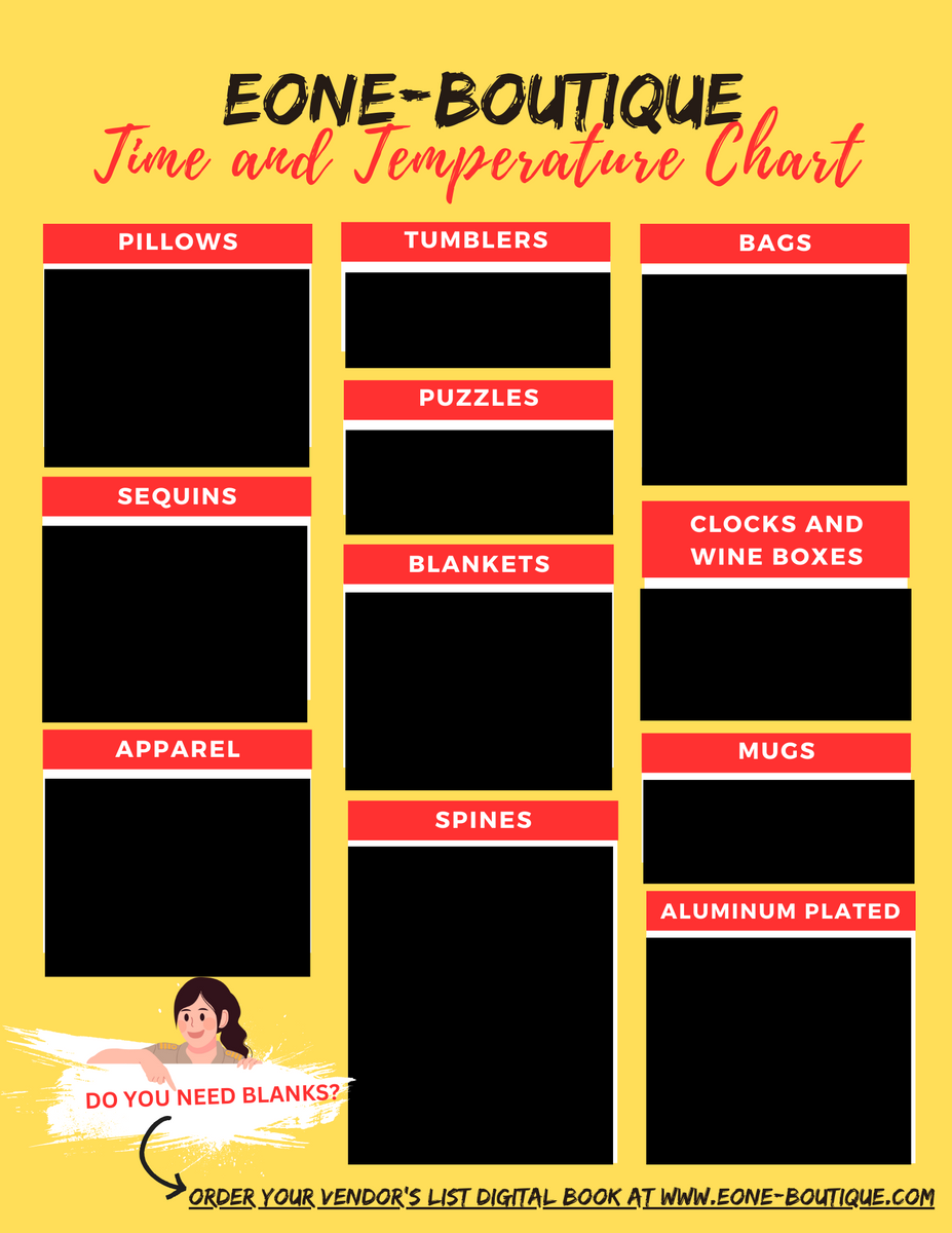 Time & Temperature Chart for Sublimation – Eone-Boutique | Custom ...